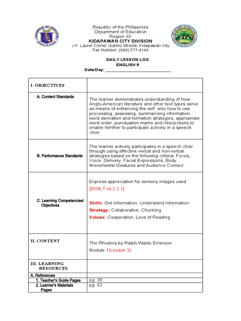 DLL in English 9 #4 | PDF | Learning | Cognition