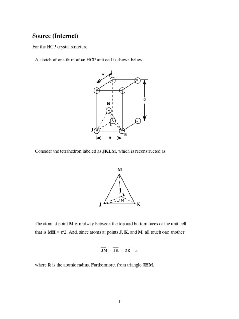HCP crystal structure packing factor | PDF | Area | Crystal Structure