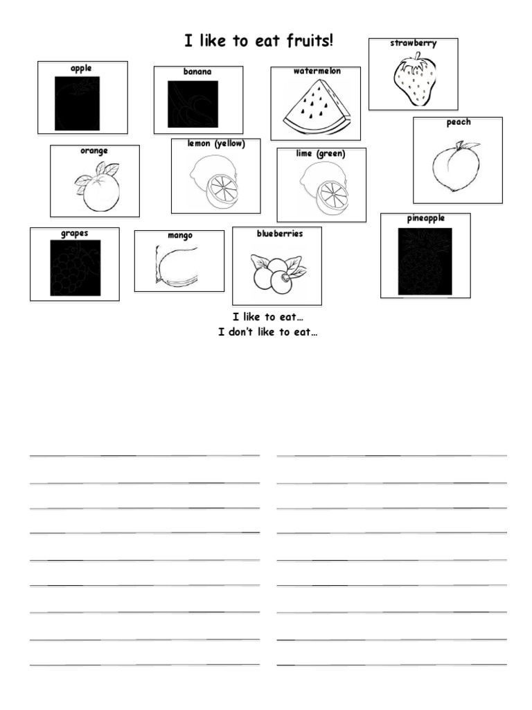 I Like or I Dont Like To Eat Fruits Grammar Drills - 103303 | PDF