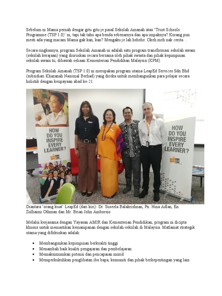 MENGERTIKAN PROGRAM SEKOLAH AMANAH (TSP 1.0) | PDF