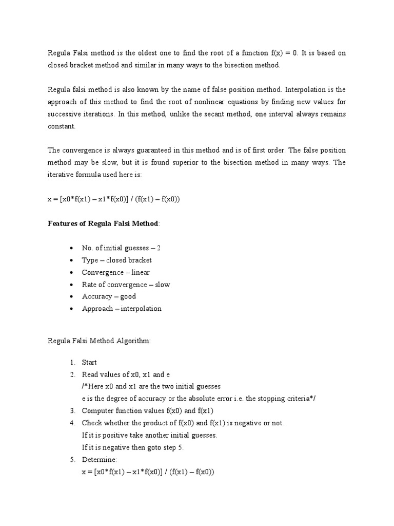 Regular Falsi Method | PDF