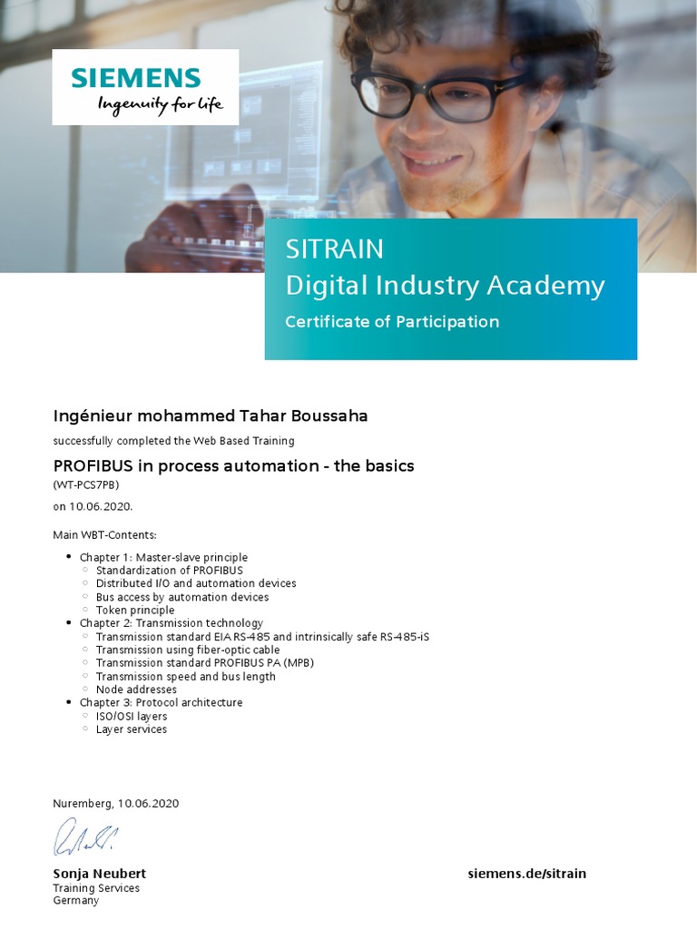 Sitrain Digital Industry Academy: Certificate of Participation | PDF