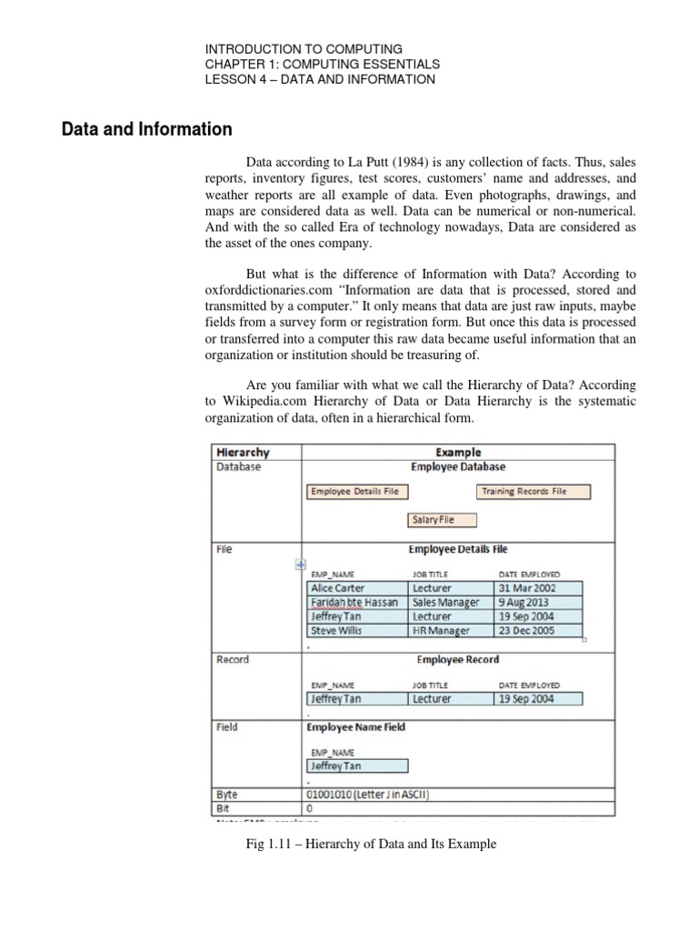 Data and Information | PDF | Division (Mathematics) | Multiplication