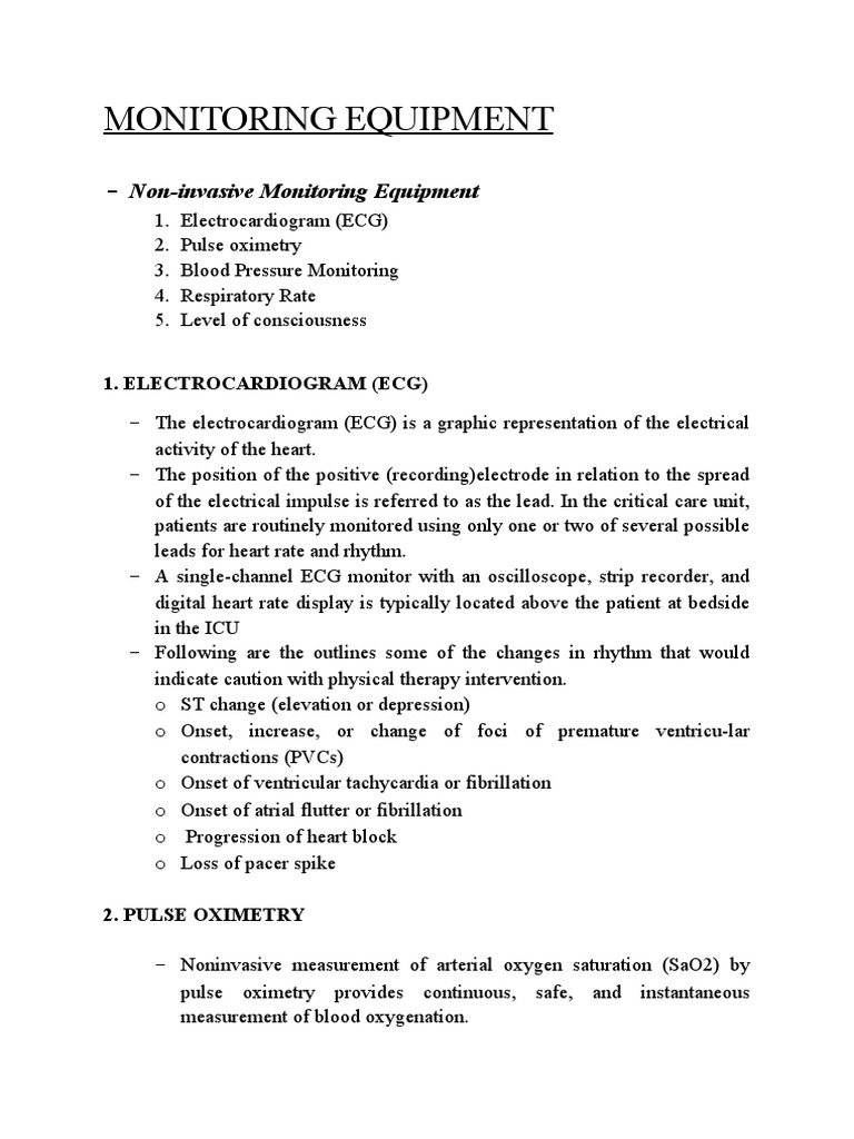 Non-Invasive and Invasive Monitoring Equipment Used in Intensive Care ...