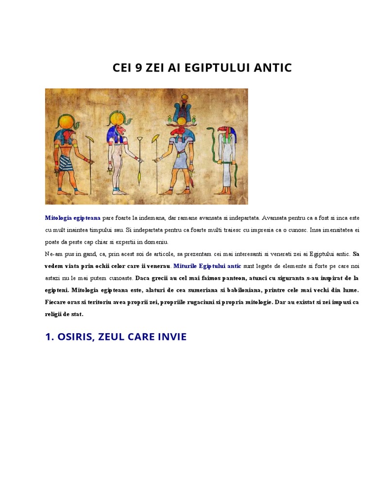 Cei 9 Zei Ai Egiptului Antic | PDF