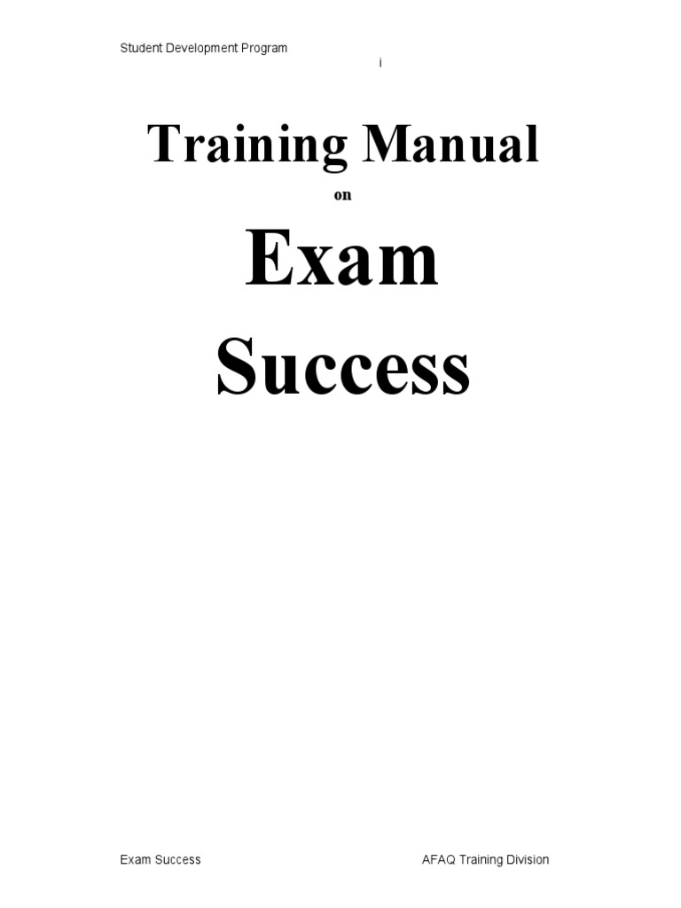 Training Manual: Exam Success | PDF | Test (Assessment) | Goal