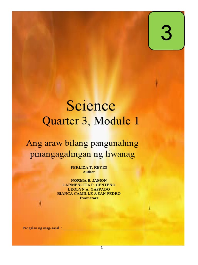 Grade Three Module in Science - Module 1 | PDF