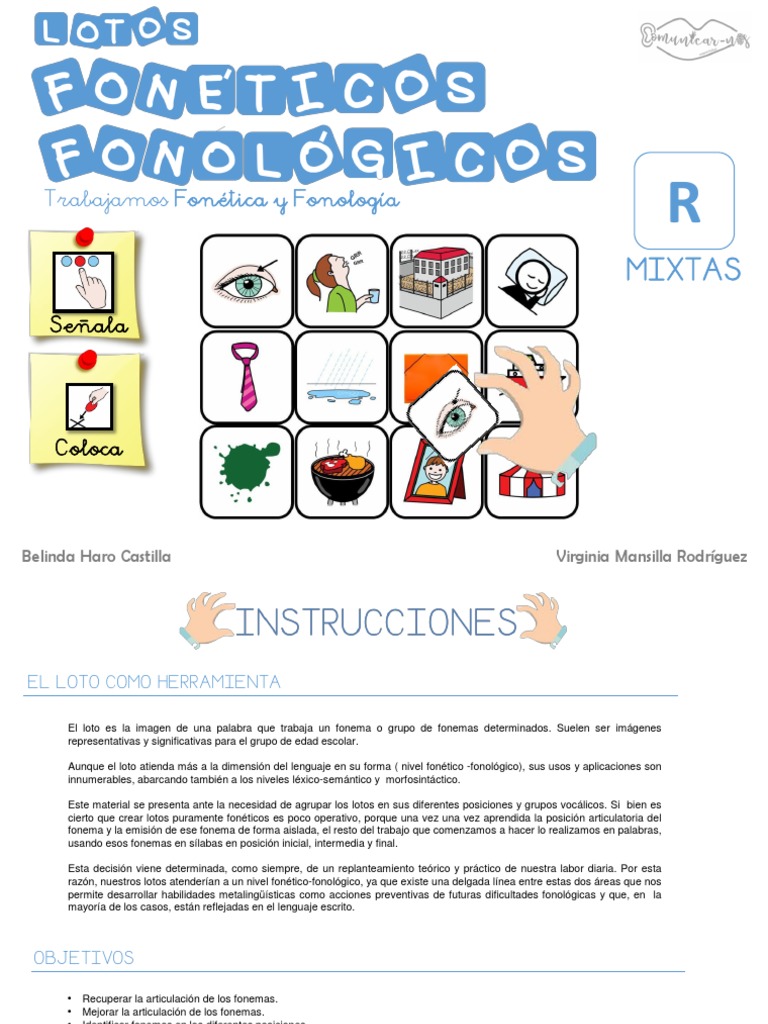 Loto - Letra R - Fonema en Sílaba Mixta | PDF | Fonética | Fonología
