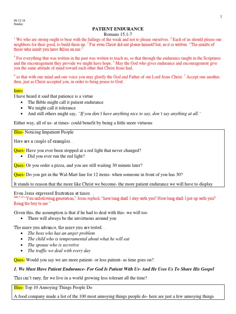 Patient Endurance: Building Others Through Bearing Strains | PDF ...