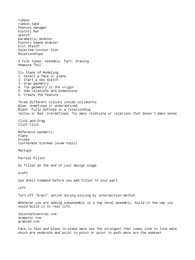 SOLIDWORKS Notes | PDF