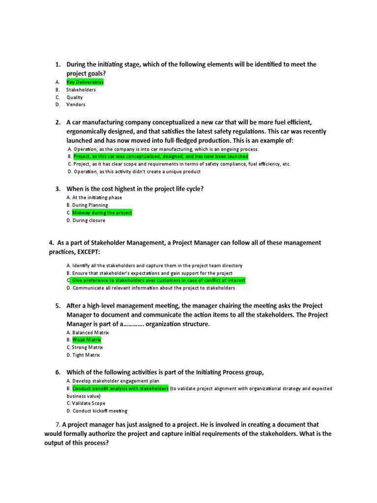 PMP Sample Exam Soution 1 | PDF | Project Management | Risk Management