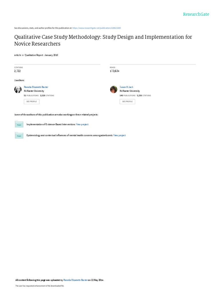 Qualitative Case Study Methodology: Study Design and Implementation For ...