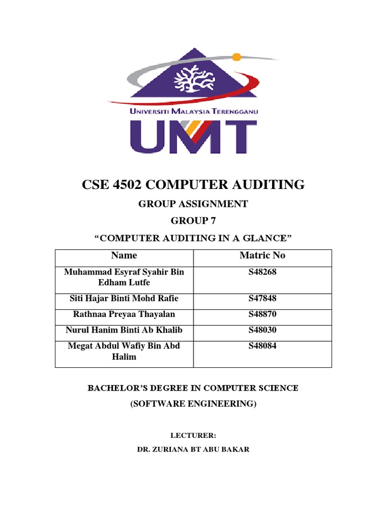 Cse 4502 Computer Auditing: Group Assignment Group 7 "Computer Auditing ...