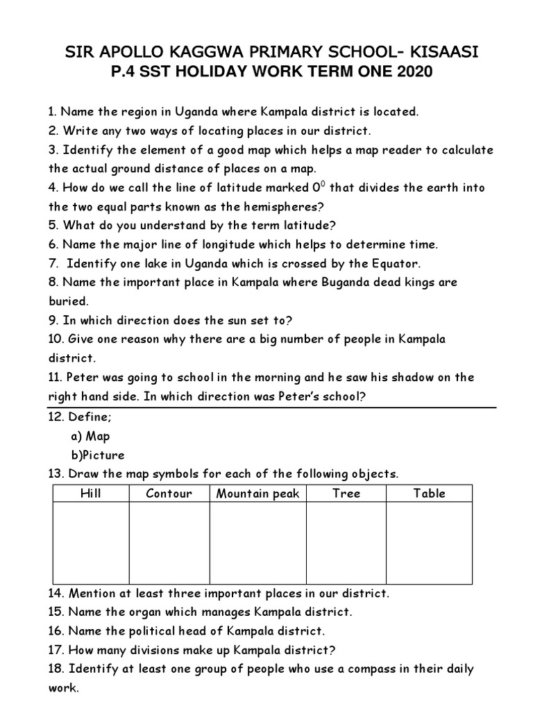 Primary Four Holiday Work. | Download Free PDF | Latitude | Map