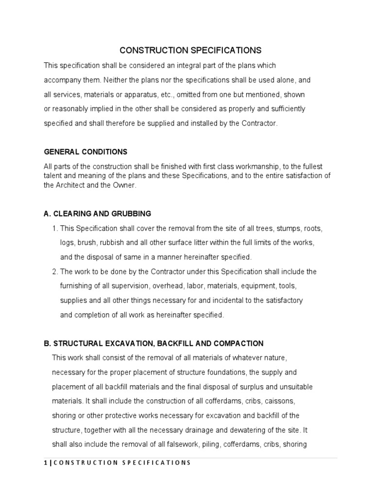Construction Specifications: General Conditions | PDF | Construction ...