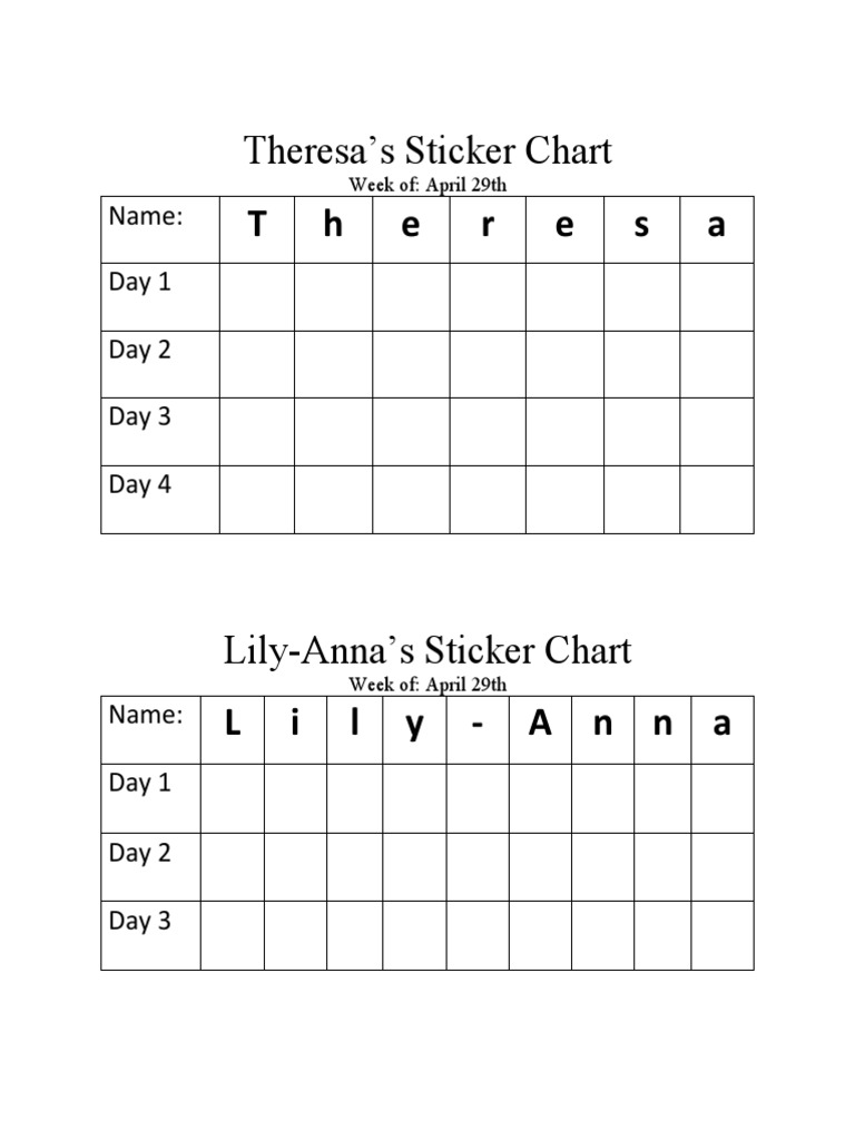 Sticker Chart Group 1 | PDF | Language Arts & Discipline