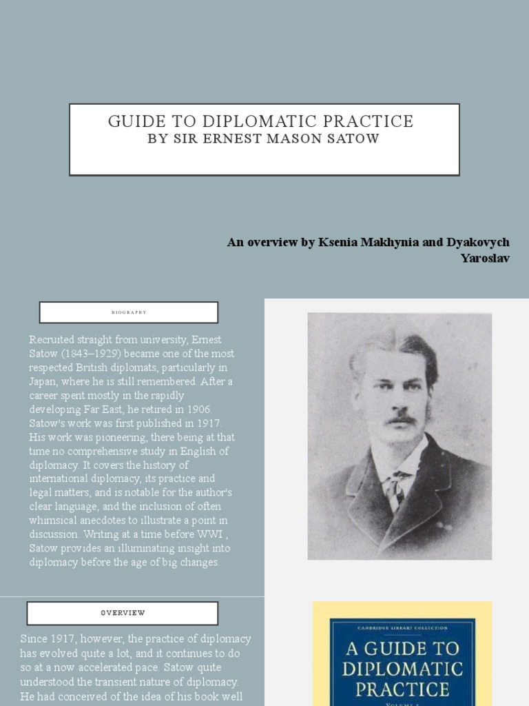 Guide To Diplomatic Practice: by Sir Ernest Mason Satow | PDF