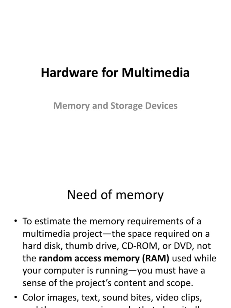 Hardware For Multimedia (Storage) | PDF | Computer Data Storage ...