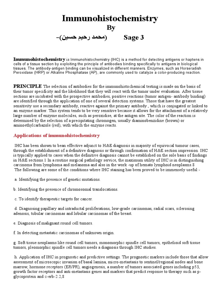 Immunohistochemistry - by Muhammad | PDF | Immunohistochemistry | Cancer
