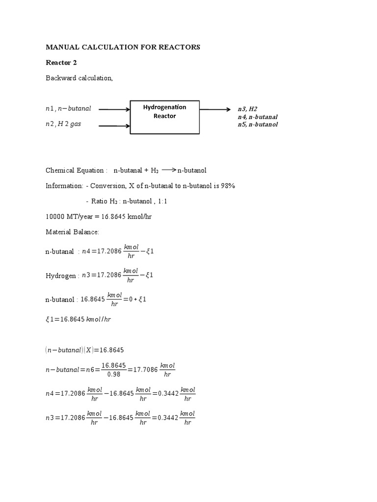 Manual Calculation For Reactors and Separators | PDF | Physical ...