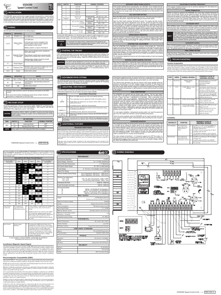 Esd5330 Speed Control Unit: Act Loop Gain (7amax) (15A Max) Act Loop ...