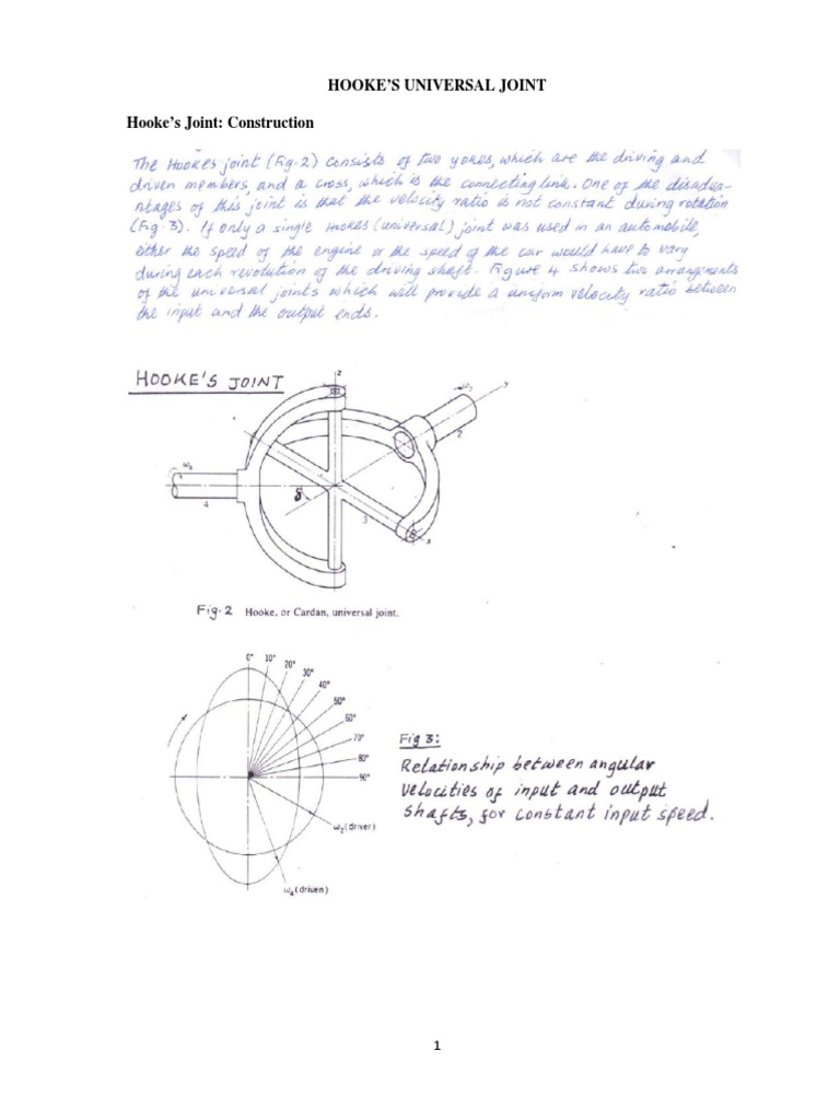 Hooke'S Universal Joint Hooke's Joint: Construction | PDF