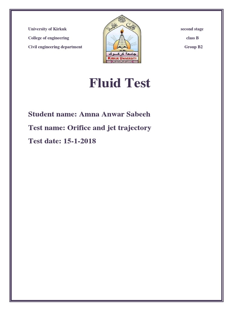 Orifice and Jet Trajectory | PDF | Continuum Mechanics | Classical ...