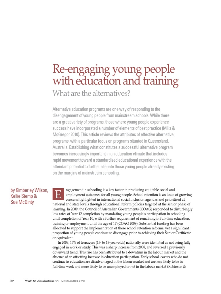 Reengaging Young People in Education | PDF | Vocational Education | Youth