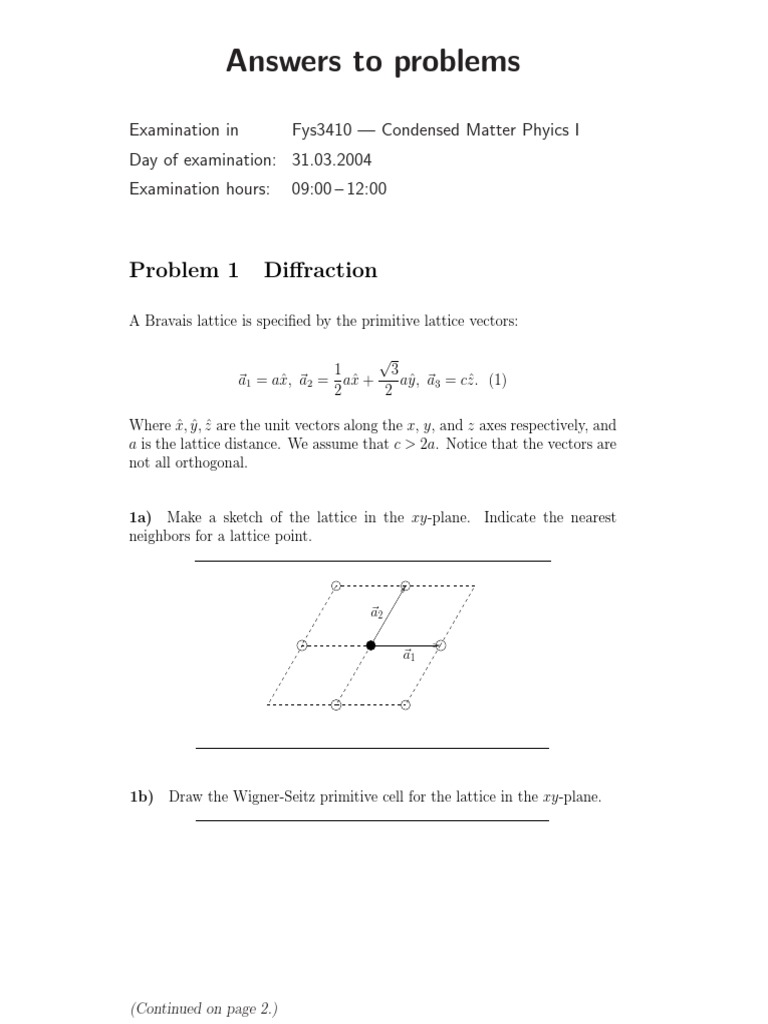 Solid State Exam and Answers | PDF | Coordinate System | Mathematical Analysis