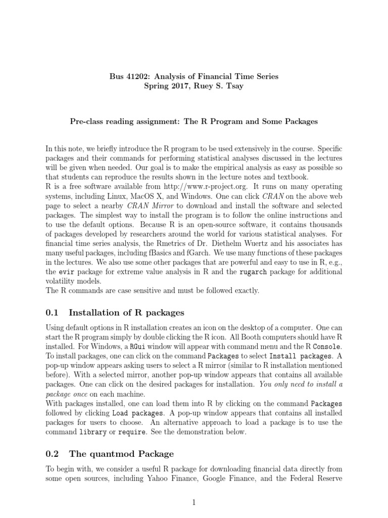 0.1 Installation of R Packages | PDF | R (Programming Language) | Time Series