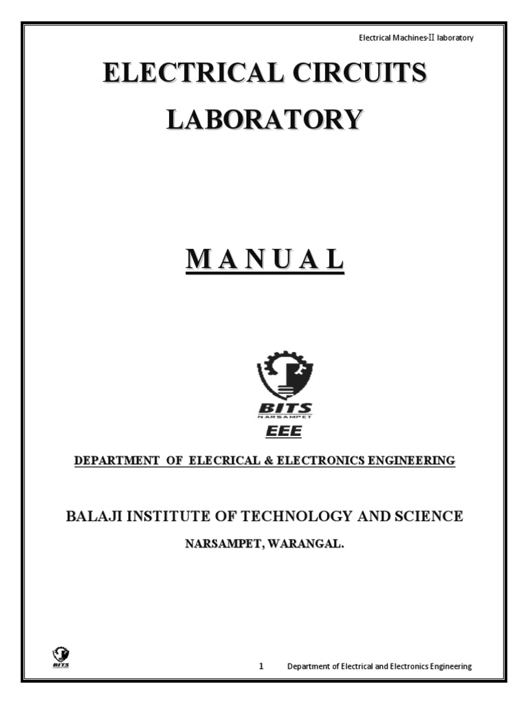 Electrcial Circuits Lab Manual 2-1 | PDF | Electrical Network | Resistor