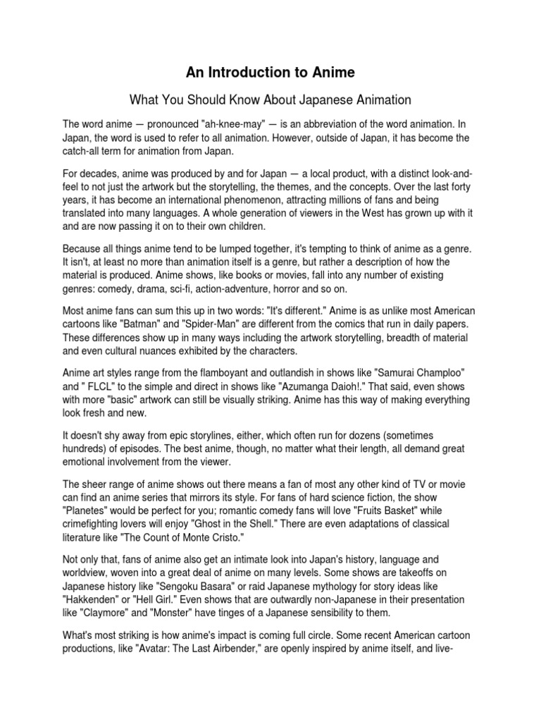 An Introduction To Anime | PDF | Anime