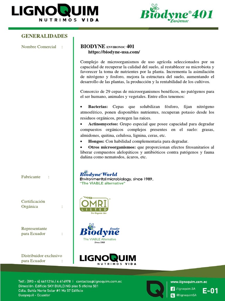 01 Biodyne Environoc 401 | PDF | Microorganismo | Nutrientes