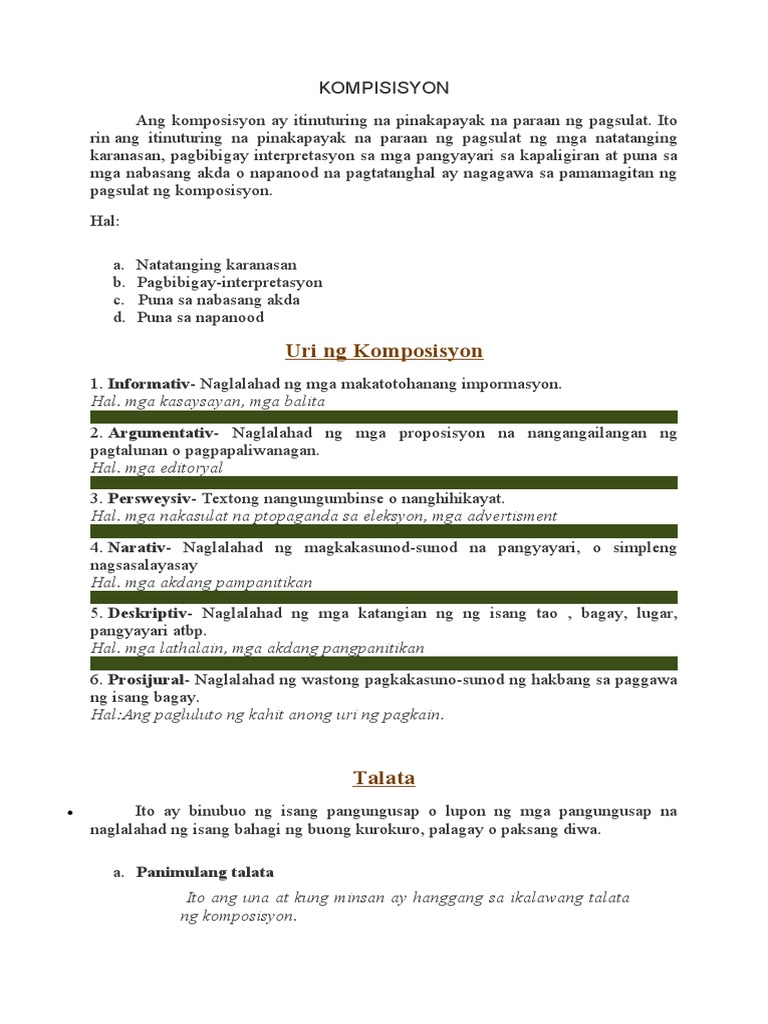 Pagsulat NG Komposisyon | PDF
