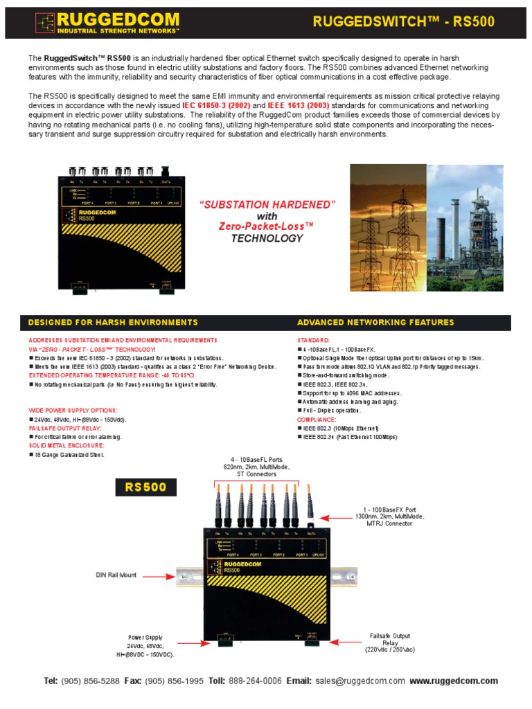 Ehternet - Ruggedcom - Ruggedcom - Ruggedswitch - rs500 | PDF | Electrical Substation | Computer ...