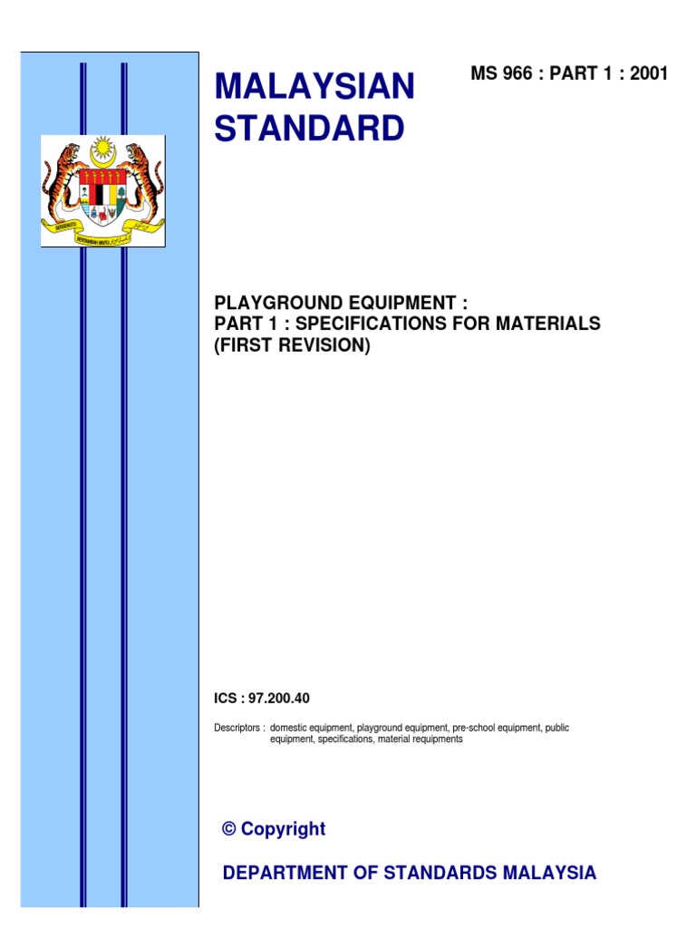 Ms 966 Part 1 2001 Playground Equipment Part 1 Specifications For ...