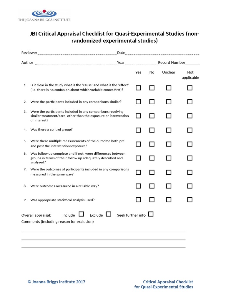 Form JBI RCT Dan QuasiE | PDF | Randomized Controlled Trial | Inquiry
