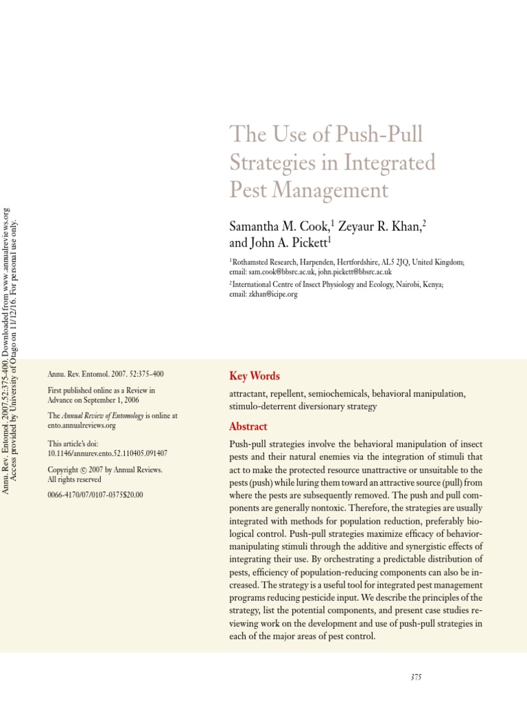 Cook2007 Push Pull | PDF | Biological Pest Control | Insects And Humans