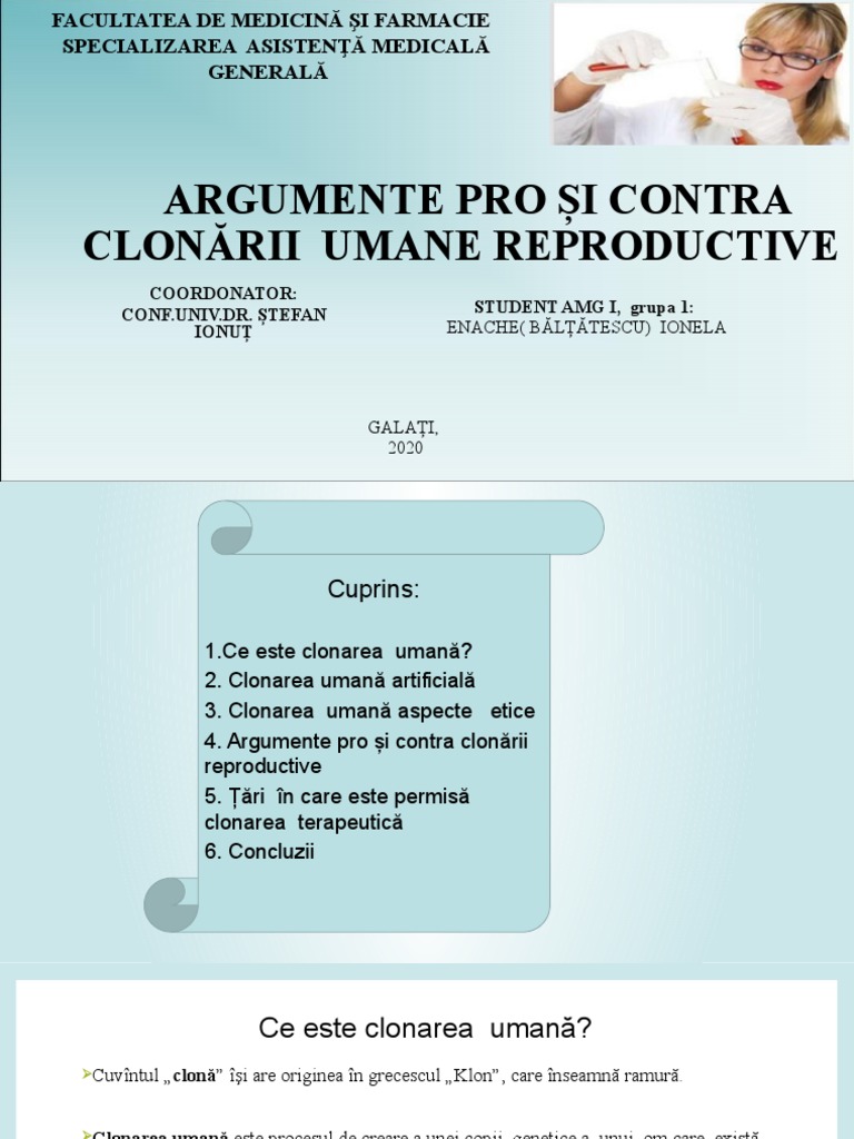 Argumente Pro Si Contra Clonarii Umane Reproductiveproiect | PDF