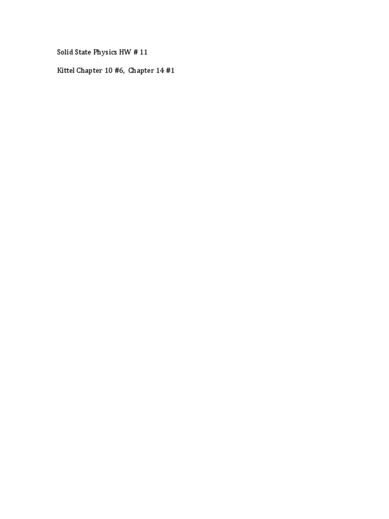 Solid State Physics Homework #11 | PDF
