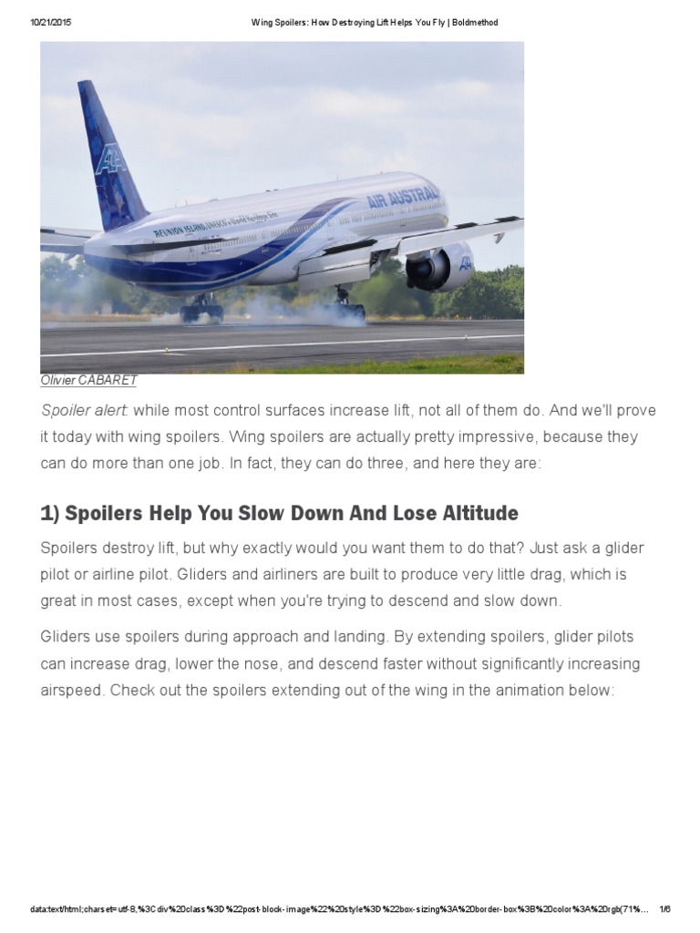 Wing Spoilers - How Destroying Lift Helps You Fly by Boldmethod | PDF ...