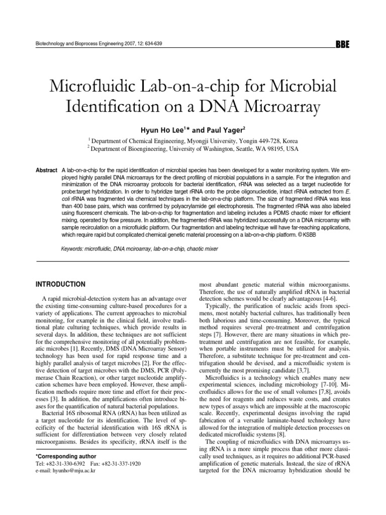 Microfluidic Lab-On-A-Chip For Microbial Identification On A DNA ...
