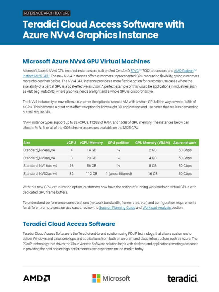 Teradici Cloud Access Software With Azure Nvv4 Graphics Instance | PDF ...