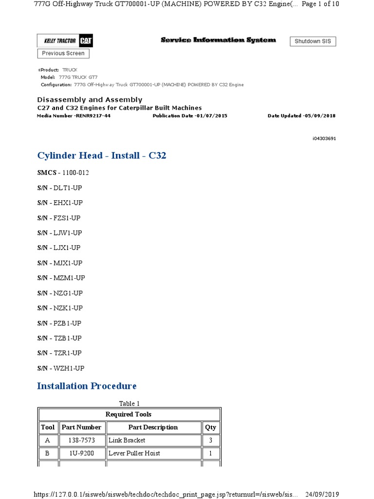 C32 Cylinder Head - Install | PDF | Machines | Engines