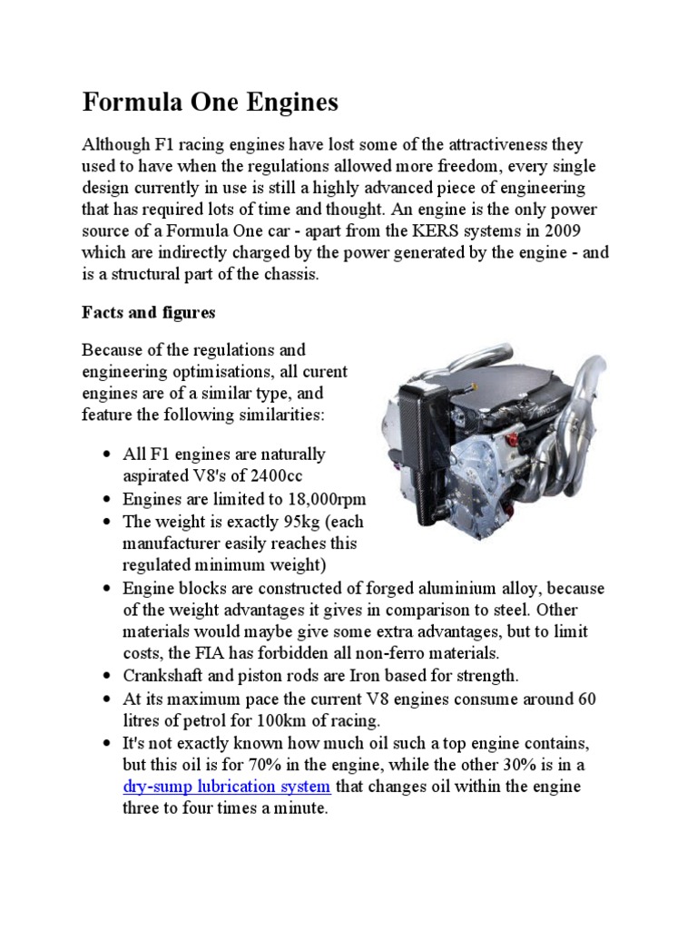 Formula One Engines: Facts and Figures | PDF