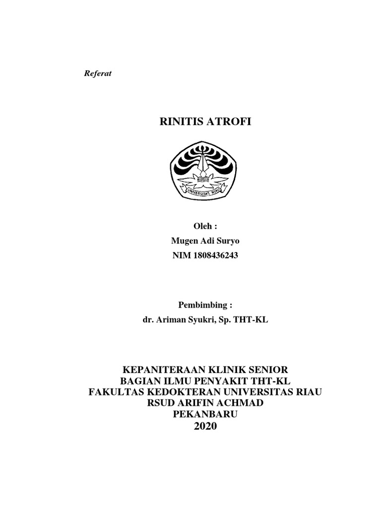 Rinitis Atrofi: Definisi dan Epidemiologi | PDF