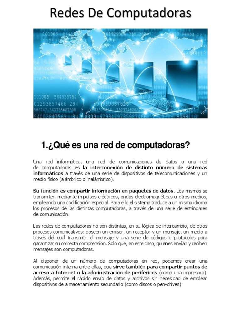 Qué Es Una Red de Computadoras | PDF | Red de computadoras | Red de ...