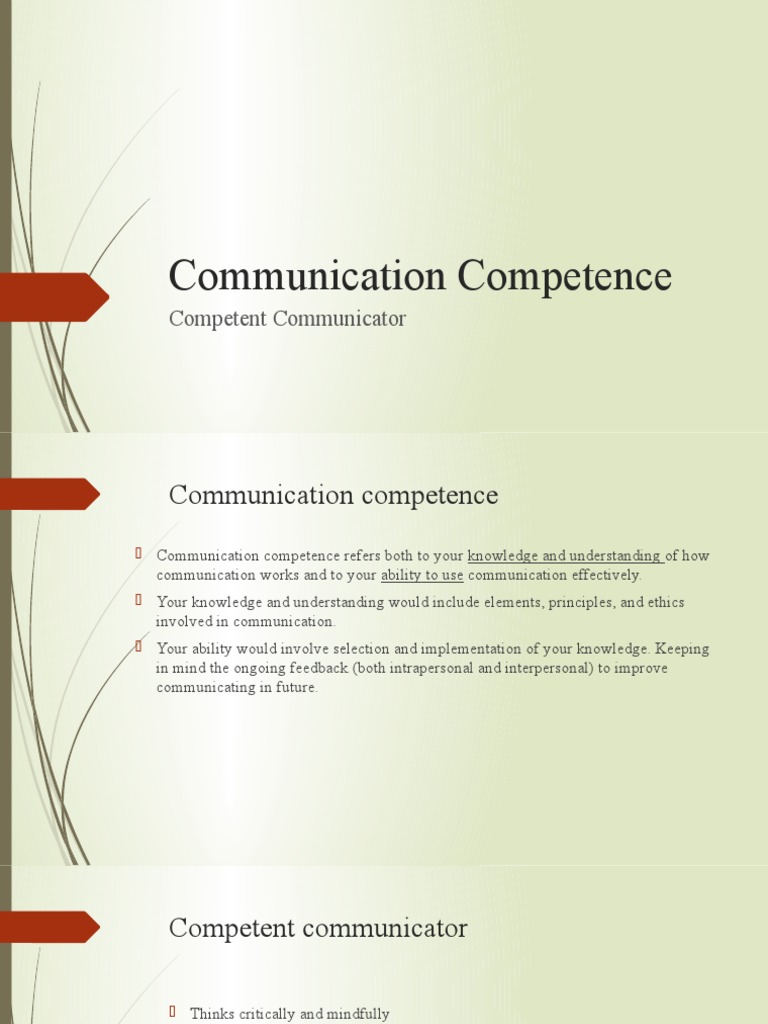 Communication Competence: Competent Communicator | PDF | Critical ...