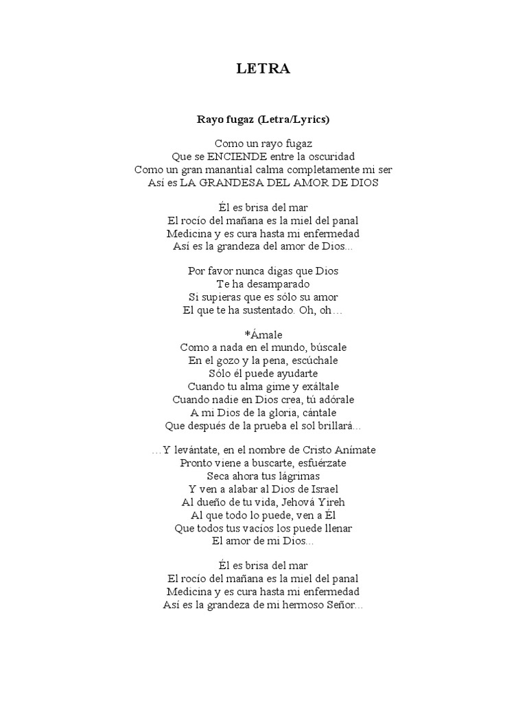 Letra: Rayo fugaz (Letra/Lyrics)