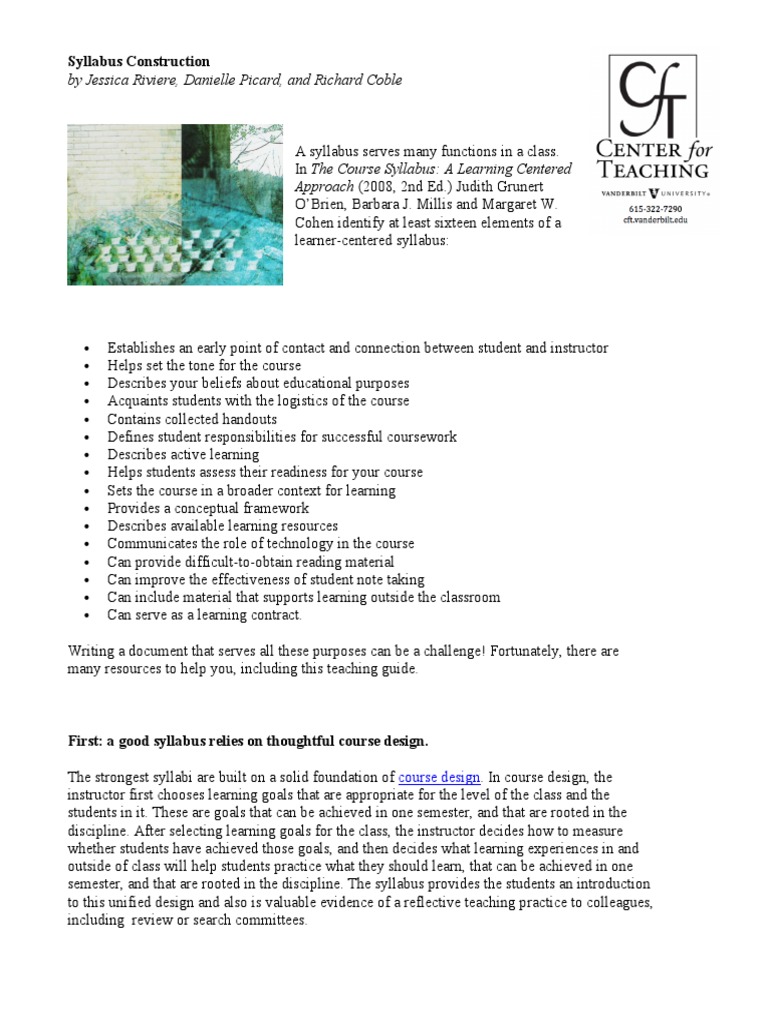 By Jessica Riviere, Danielle Picard, and Richard Coble: Syllabus ...